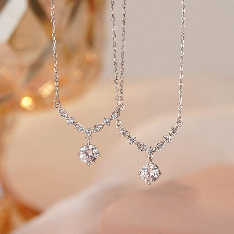 D廠-S925純銀S999足銀鋯石花項鍊百搭氣質甜美閃耀鎖骨鏈批發「YC3849N」 – 安蘋飾品批發